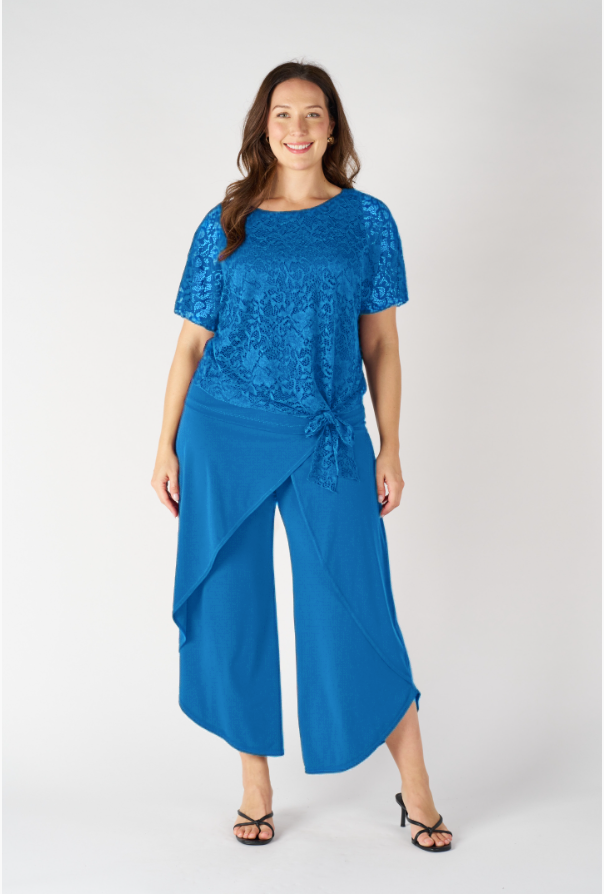Julianna Flattering Lace Overlay Top with Tie-Front – J&M Fashions ...